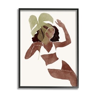 Stupell Monstera Leaf Girl Earth Tones Framed Giclee Art by Yuyu Pont - Bed Bath & Beyond - 37554938