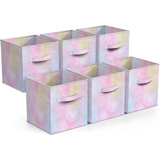 Tie Dye Fabric Storage Cubes,6 Foldable Collapsible Organizer Bins ...