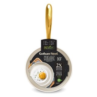 Gotham Steel Cream 10'' Ultra Nonstick Ceramic Fry Pan with Gold Stay ...