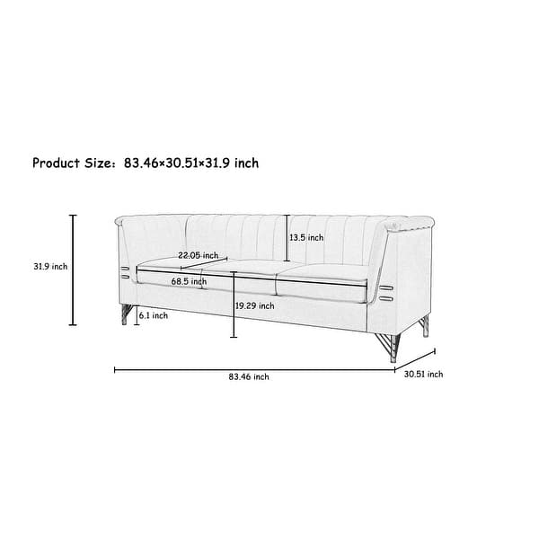 Velvet Upholstered 3-Seater Sofa Modern Living Room Deep Striped ...