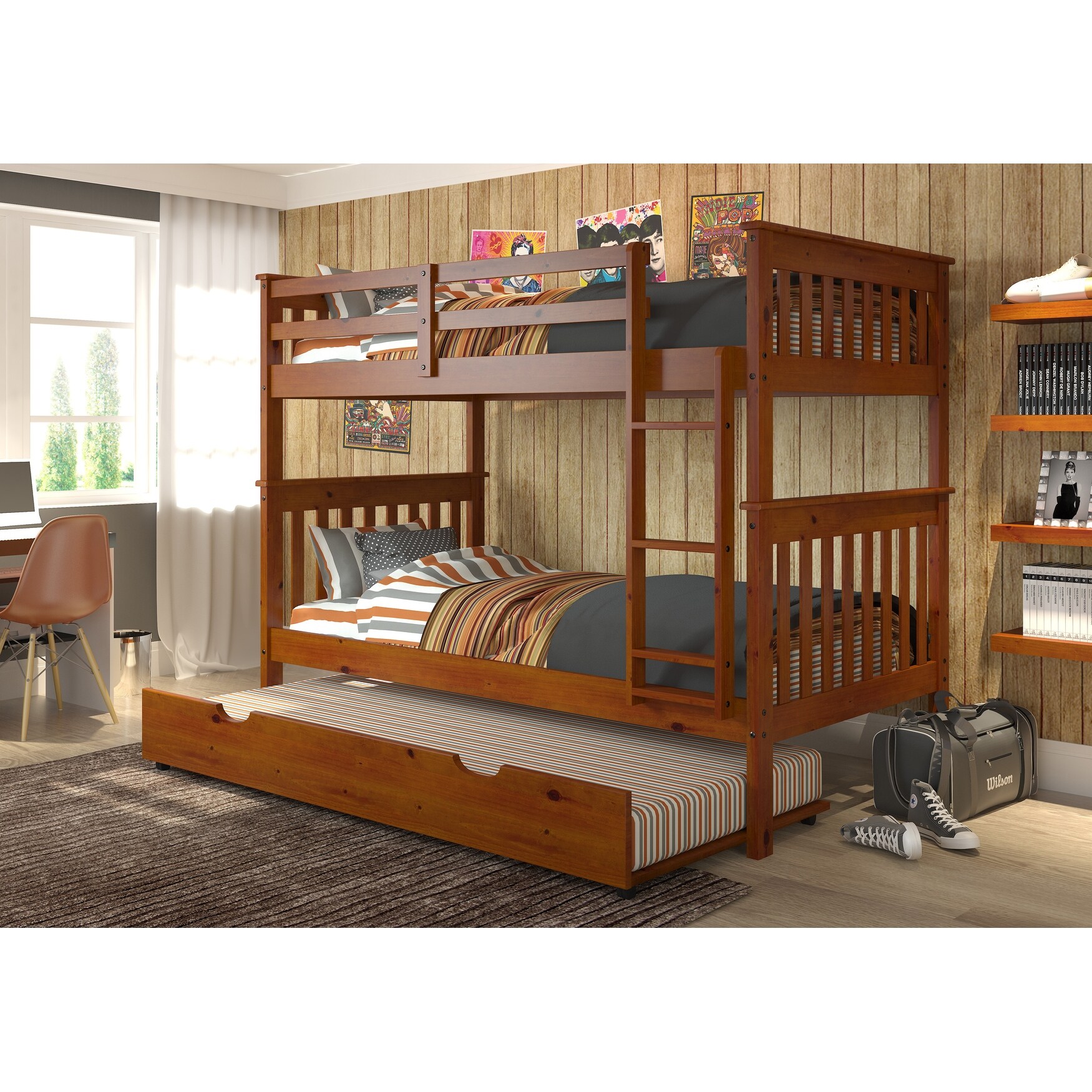 Donco Kids Twin Twin Espresso Finish Mission Bunk Bed