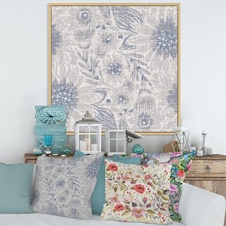 Designart "Vintage Blue Farmhouse Flower V" Patterned Framed Canvas ...