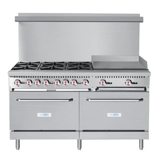 60 in. 6 Burner Commercial LP Range with 24 in. Griddle in Stainless ...