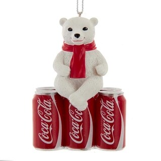 Pack of 12 White and Red Bear Sitting on Coca-Cola Cub Cans Christmas ...