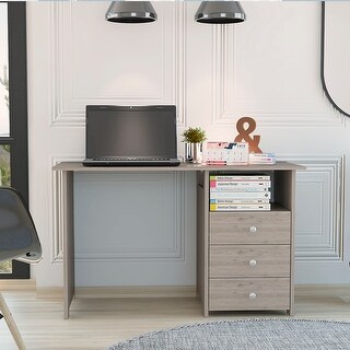 Modern Office Desk with Large Work Surface, 3 Drawers, and Open Storage ...