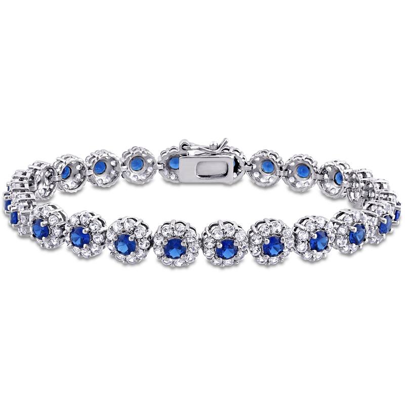Miadora 8 1/4ct TGW Created White Sapphire Tennis Bracelet Sterling ...