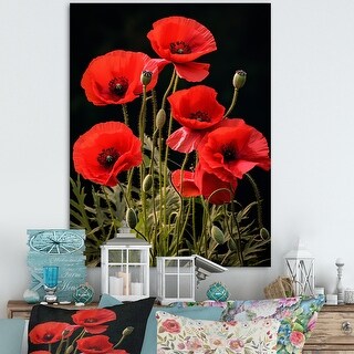 Designart "Crimson Cascade Poppy Field" Poppies Wall Art - On Sale ...