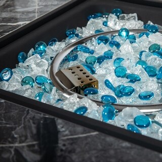 32in Outdoor Tile Top Square Gas Fire Pit with Pulse Electronic Igniter ...