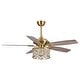 52" Modern Wood 5-Blade Gold Crystal Ceiling Fan Fandelier with Remote ...