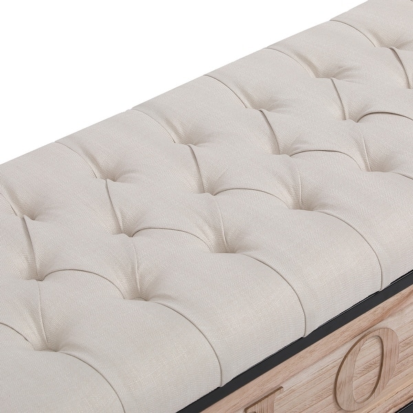 Upholstered Storage Bench End of Bed Storage Benches with Button Tufted ...