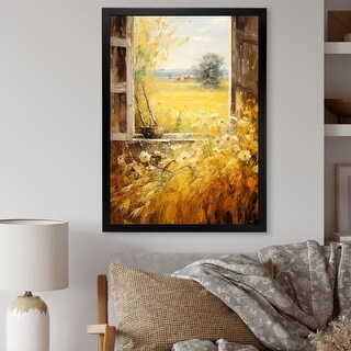 Designart "Harvest Gaze Farm Windows I" Farm Windows Wall Decor Yellow ...
