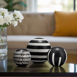 Sagebrook Home Set of 3 Decorative Orbs Contemporary Black and White ...