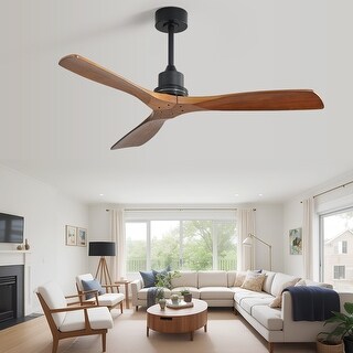 52 inch Modern Solid Wood Ceiling Fan With Remote Control(No Light),6 ...