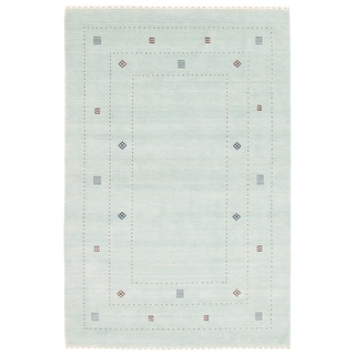 ECARPETGALLERY Hand Loomed Gabbeh Luribaft Light Blue Wool Rug - 6'0 x ...