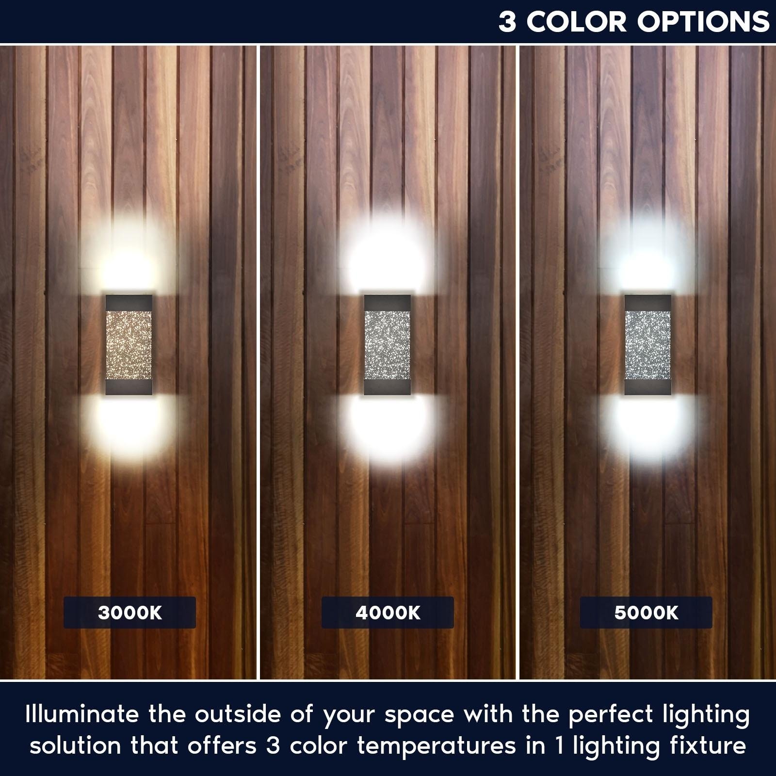 Luxrite Modern LED Up Down Outdoor Wall Lights, Bubble Glass, 12W, 3CCT ...