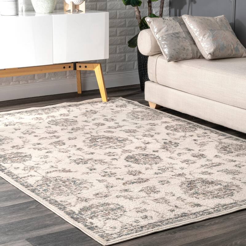 Nuloom Grey Transitional Charming Botanical Antoinetter French Toile ...
