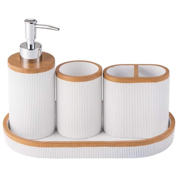 KRALIX 4 Pc Naomi Resin Painte Coated Bath Accessory Set - Bed Bath ...
