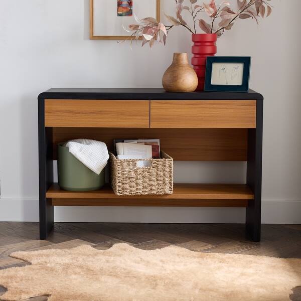 Brookside Reyna Modern Wood Console Table with Rounded Corners - Bed ...