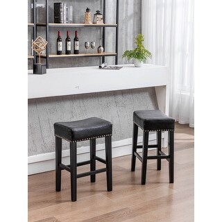 Bar Stools Set of 2 Black Backless Square Kitchen Counter Farmhouse ...