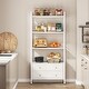 4-Tier White Bookshelf with 2 Drawers, Tall Bookcase with 4 Open Shelf ...