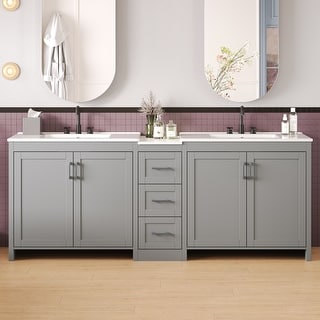 Christopher Knight Home - Vesper Ceramic Dual Sink 84" Vanity - Bed ...