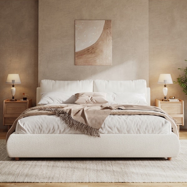 white frame queen bed