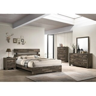 Rustic Brown Platform Bed Wooden Master Bedroom Furniture 6Pc Set - Bed ...