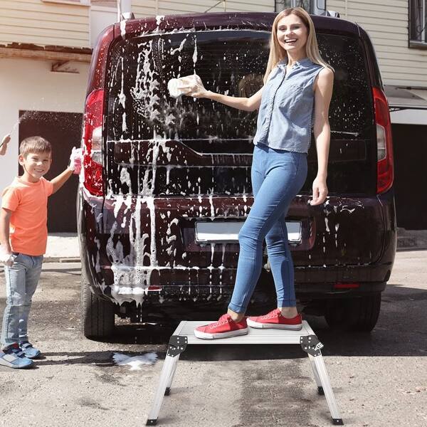 Step Ladder Aluminum Work Platform Ladder Drywall Bench Heavy Duty ...