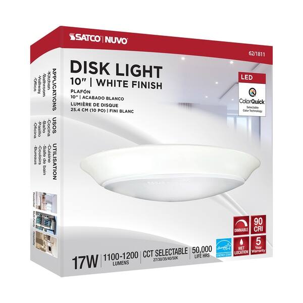 10 in. LED Disk Light 5-CCT Selectable 27K/3K/35K/4K/5K White Finish ...
