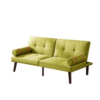 Futon Upholstered Sofa Bed Modern Light Green Linen Fabric Couch ...