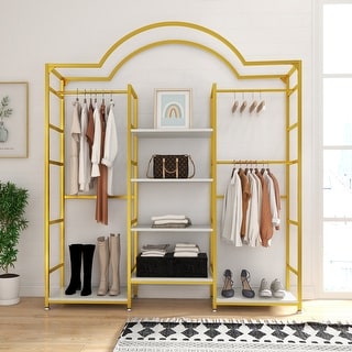 Moasis 4 Tiers Heavy Duty Coat Rack Garment Racks with 3 Hang Rods & 6 ...