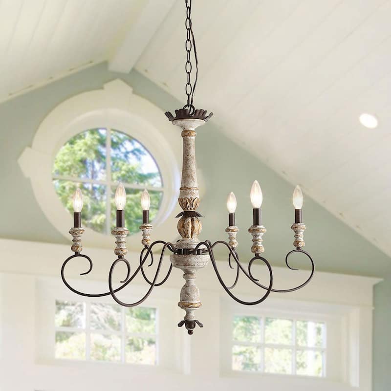 Urban Farmhouse 6-Light Chandelier Curve Arm French Country Rustic ...