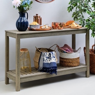 Santorini Grade A Teak Outdoor Console Bar Table - On Sale - Bed Bath ...