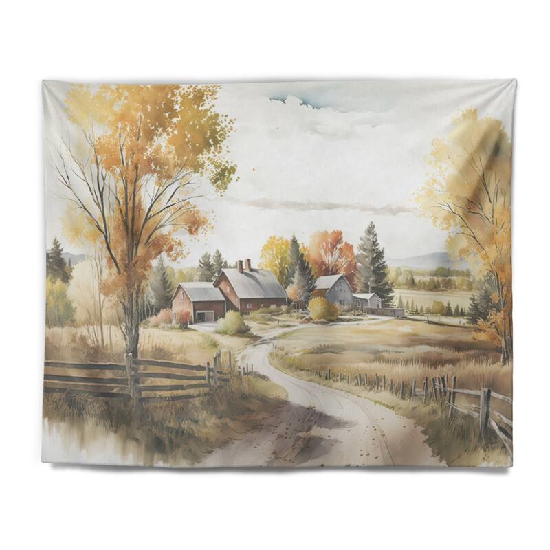 Designart 'Beautiful Barn In Spring VIII' Barn Landscape Wall Tapestry ...