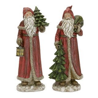 Set of 2 Santa with Tree Christmas Tabletop Figurines 12.75" - Bed Bath ...