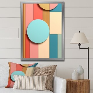 Designart "Light Blue Moon Vintage Geometric" Modern Geometric Framed ...
