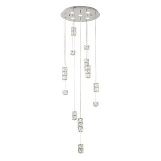 Chrome Metal LED Lighting with Clear Crystal Hanging Pendants - Bed ...