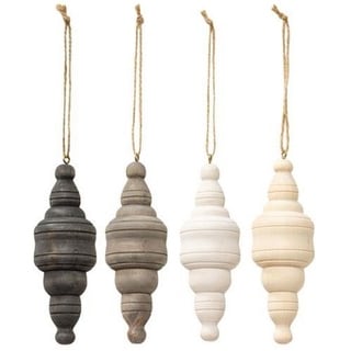 4 Assorted Wooden Spindle Ornament with Distressed Farmhouse Finish - 4 ...