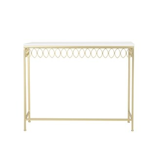 Modern Glam Console Table with White Top & Gold Frame - Bed Bath ...