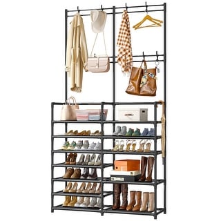 7 Tier Coat & Shoe Rack Entryway Hall Tree, Coat Rack with Shoe Storage ...
