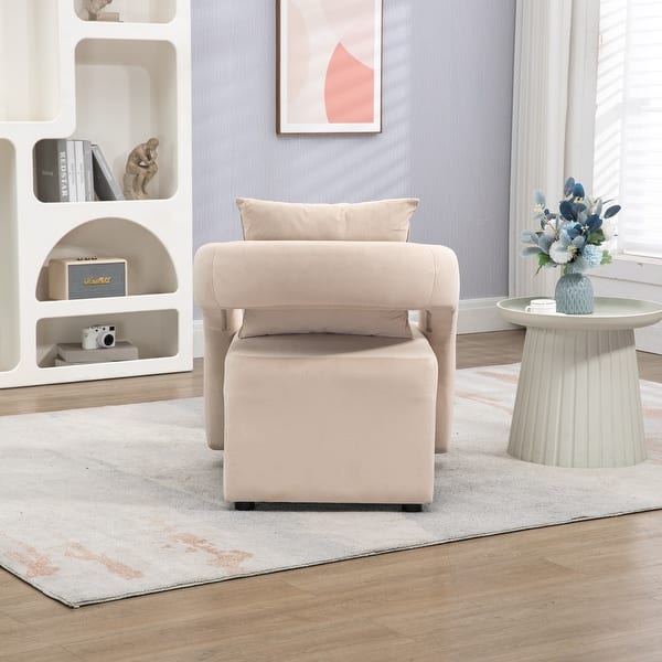 Mid Century Modern Barrel Accent Round Arm Chair with Ottoman - Bed ...