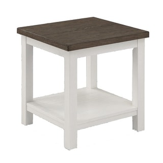Mon 24 Inch Square End Table, Open Bottom Shelf, Brown Top, White Frame ...