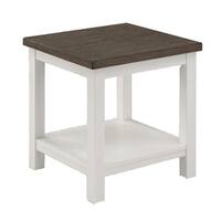 Mon 24 Inch Square End Table, Open Bottom Shelf, Brown Top, White Frame ...