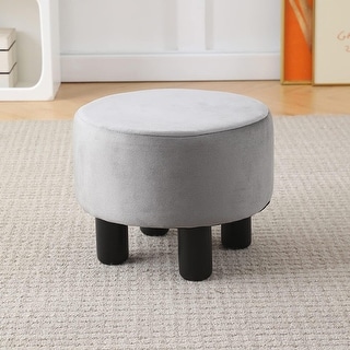 Foot Stool Round Footstool for Couch Desk Soft Step Stool,Grey - Grey ...