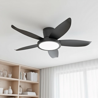 Ceiling Fan with LED Light and Remote Control, 5-Blade DC Motor - Bed ...