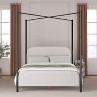 Beechmont Queen Size Upholstered Canopy Bed by Christopher Knight Home ...