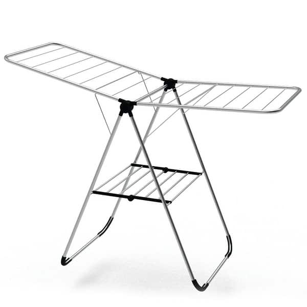 2-Tier Laundry Drying Rack Folding Cloth Rack with Aluminum Frame - 56 ...