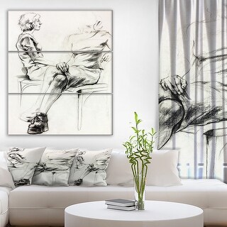 Designart "Woman sketch" Glamour Print on Wrapped Canvas set - 28x36 ...