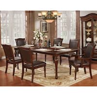Porr Traditional Cherry Solid Wood 7-Piece Expandable Dining Table Set ...