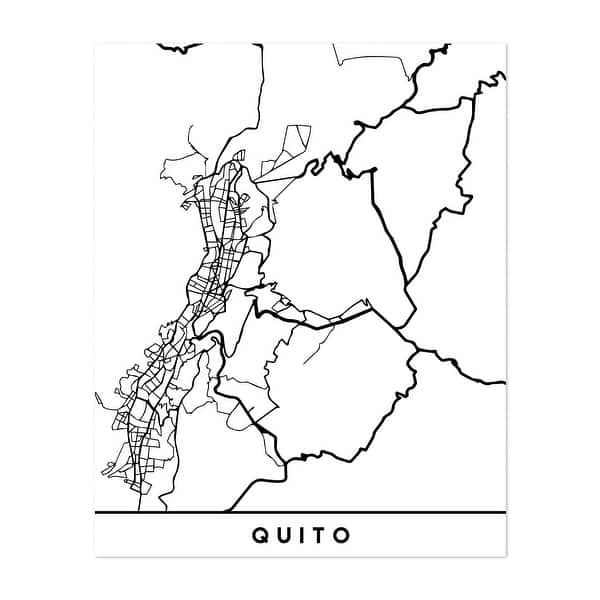 Quito Ecuador Quito Ecuador Black City Street Map Art Print/Poster ...